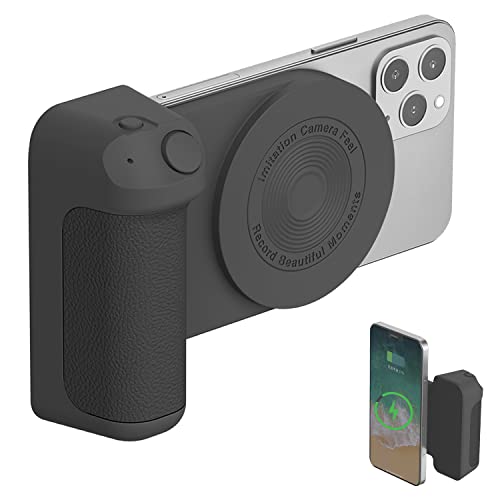 HAFOKO Magnetic Smartphone CapGrip Camera Cell Phone Handle Grip Photo 10W Wireless Charging Stand Phone Holder with Bluetooth Wireless Remote Control Compatible for iPhone Samsung Video Shooting