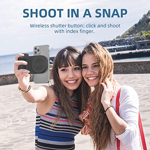 HAFOKO Magnetic Smartphone CapGrip Camera Cell Phone Handle Grip Photo 10W Wireless Charging Stand Phone Holder with Bluetooth Wireless Remote Control Compatible for iPhone Samsung Video Shooting