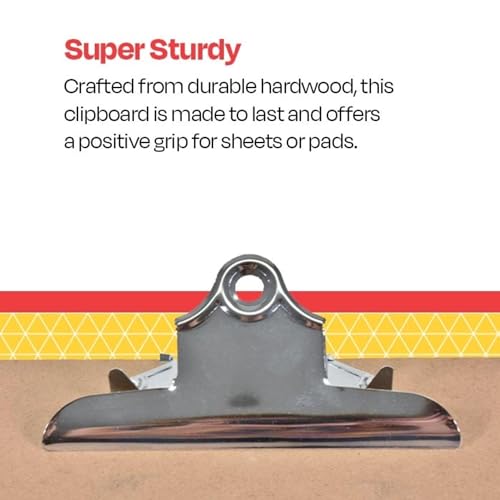 School Smart Legal Clipboard, 9 x 15-1/2 x 1/8 Inches, Hardboard, Brown, Bright Nickel