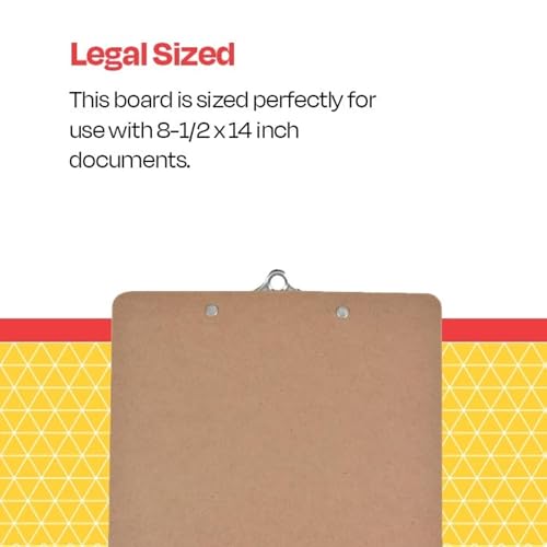School Smart Legal Clipboard, 9 x 15-1/2 x 1/8 Inches, Hardboard, Brown, Bright Nickel
