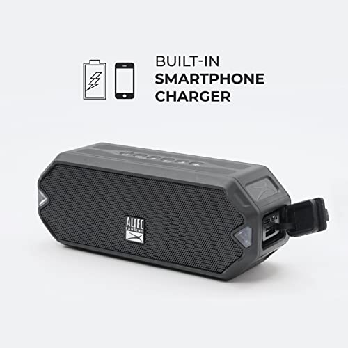 Altec Lansing HydraJolt Wireless Bluetooth Speaker, Waterproof Portable Speakers with Built in Phone Charger and Lights, Everything Proof Outdoor, Shockproof, Snowproof, 16 Hours Playtime (Black)