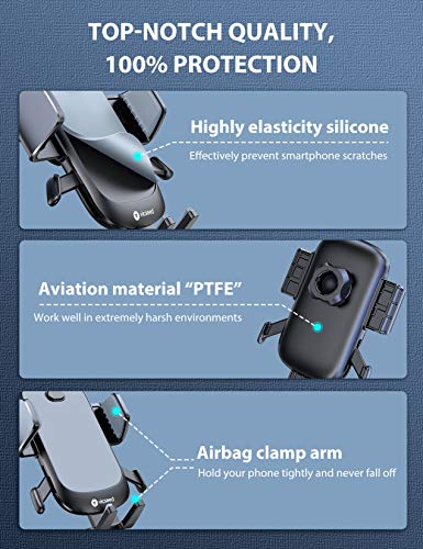 2022 Upgraded Auto Clamp Cell Phone Holder for Car, VICSEED Car Phone Holder Mount Ultra Stable Car Phone Mount Strong Grip Air Vent Phone Car Holder Case Friendly Fit for iPhone 12 and All Smartphone