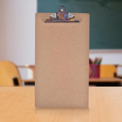 School Smart Legal Clipboard, 9 x 15-1/2 x 1/8 Inches, Hardboard, Brown, Bright Nickel