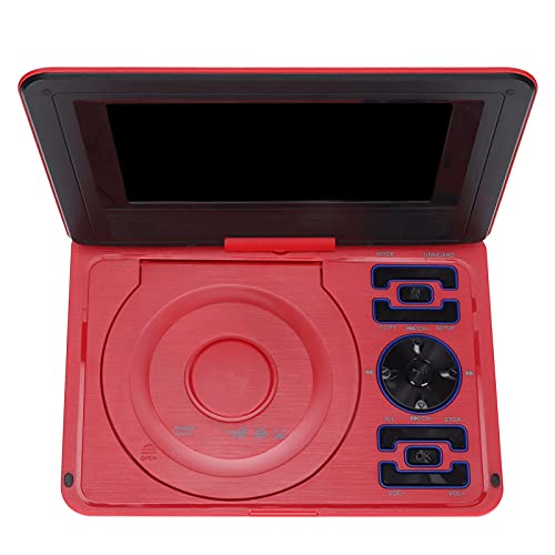 Zunate 6.8'' Portable Mini DVD Player, with 270° Swivel HD LCD Widescreen Display Screen, Support USB/SD Card/Sync TV and Multiple Disc Formats, for Kids/Parent at Home/Travel(red)