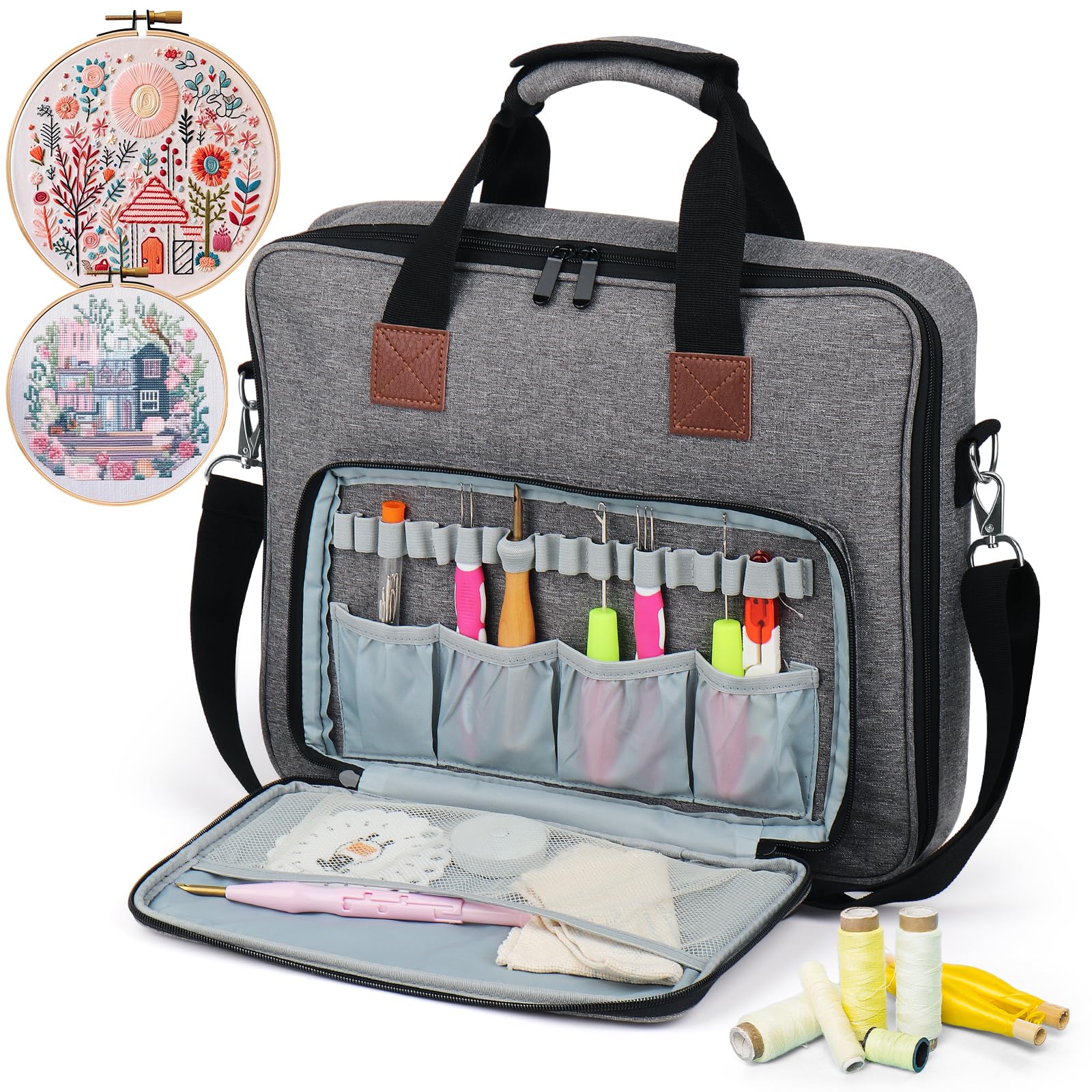 Coopay Hand-held Protective Bag Box for A4 5D DIY Diamond Painting Light Pad, Lots of Pockets & Slots, Waterproof Craft Totes Organizer for Diamond Painting Kit - Ideal Gift for Artists & Beginner