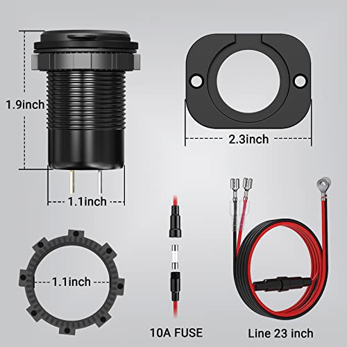12v USB Outlet USB C Aluminum Car Charger Socket 2 Pack: Newest 58W Lengthened RV USB Outlet 12v Socket Dual USB-C 20W PD3.0 and 18W QC3.0 Car USB Port with Button Power Switch Mounting Panel