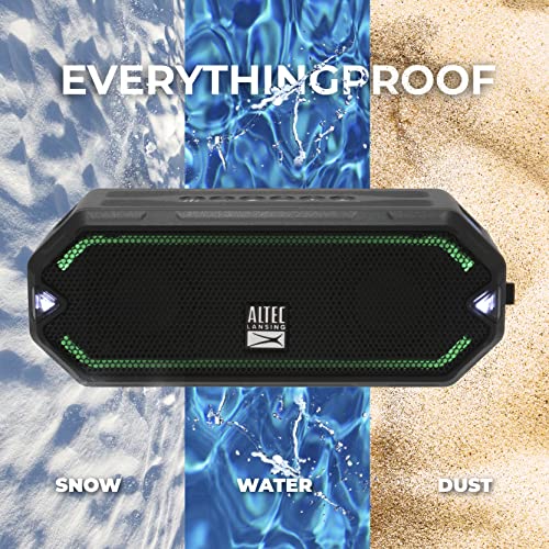Altec Lansing HydraJolt Wireless Bluetooth Speaker, Waterproof Portable Speakers with Built in Phone Charger and Lights, Everything Proof Outdoor, Shockproof, Snowproof, 16 Hours Playtime (Black)