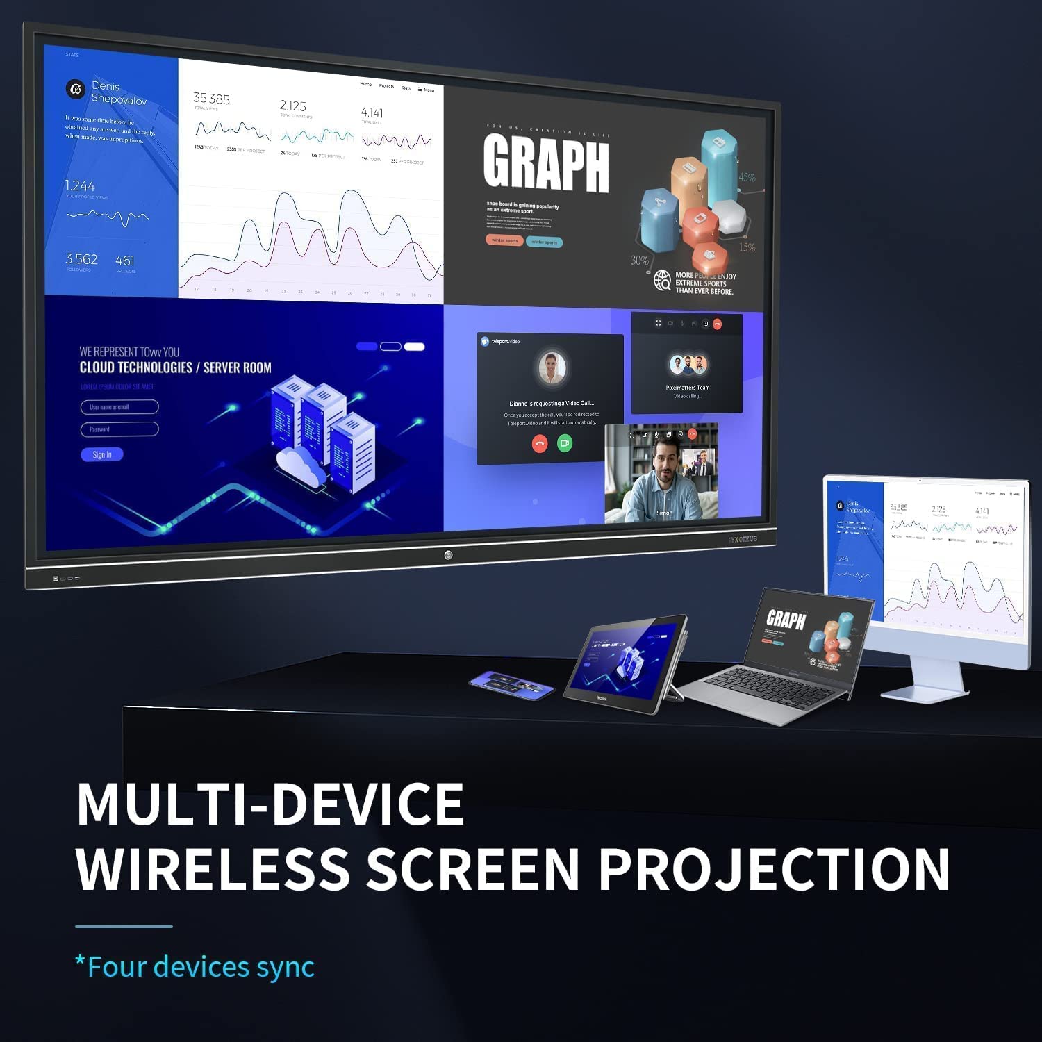 Smart Board for Classroom and Conference,JYXOIHUB 75 Inch Electronic Whiteboard Build in Android and Windows OS with 4K HD Touch Screen Interactive Whiteboard,Smart Digital Whiteboard (Board Only)