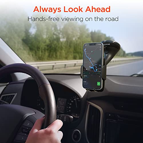 HyperGear Car Windshield Phone Mount Holder [Hands Free] Compatible for iPhone 14/13/12/Pro/Pro Max, Galaxy S23/S22/S21, Note 20 & More [Black] 13605