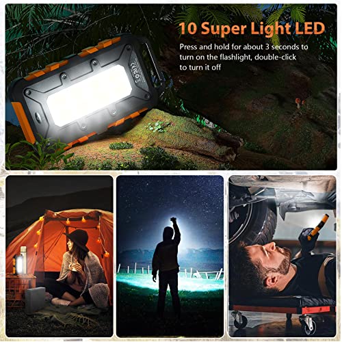 TOENNESEN Solar Power Bank 20000mAh, Portable Solar Charger Power Bank with Dual USB Output and 10 Strong LED Flashlights, IPX4 Waterproof Solar Phone Charger for iPhone, Samsung, iPad