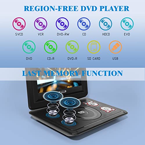 SQQBZZ 12.5" Portable DVD Player with 10.5" Swivel Screen, High Volume Speaker,Black