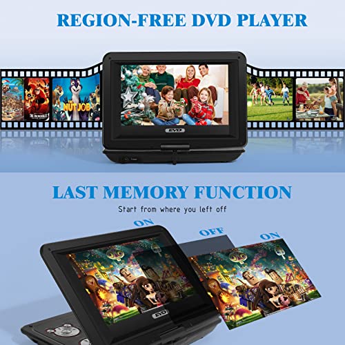 SQQBZZ 12.5" Portable DVD Player with 10.5" Swivel Screen, High Volume Speaker,Black