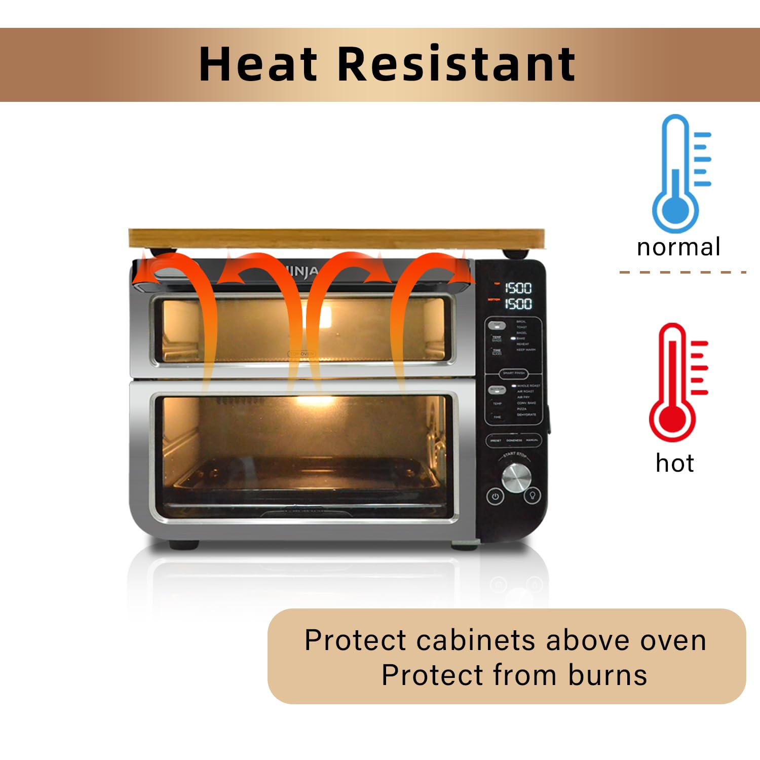 Bamboo Cutting Board Compatible with Ninja DCT401 DCT402 DCT451 Double Oven, Heat Resistant Cutting Board for Convection Toaster Oven, Air Fryer Accessories Compatible with Ninja Oven, Reclaim Space