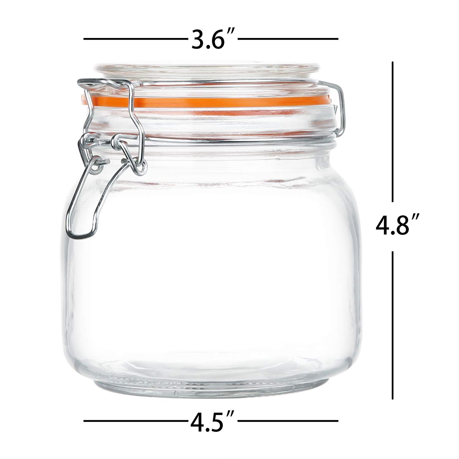 Encheng 25 oz Glass Jars With Airtight Lids And Leak Proof Rubber Gasket,Wide Mouth Mason Jars With Hinged Lids For Kitchen Canisters 750ml, Glass Storage Containers 6 Pack …
