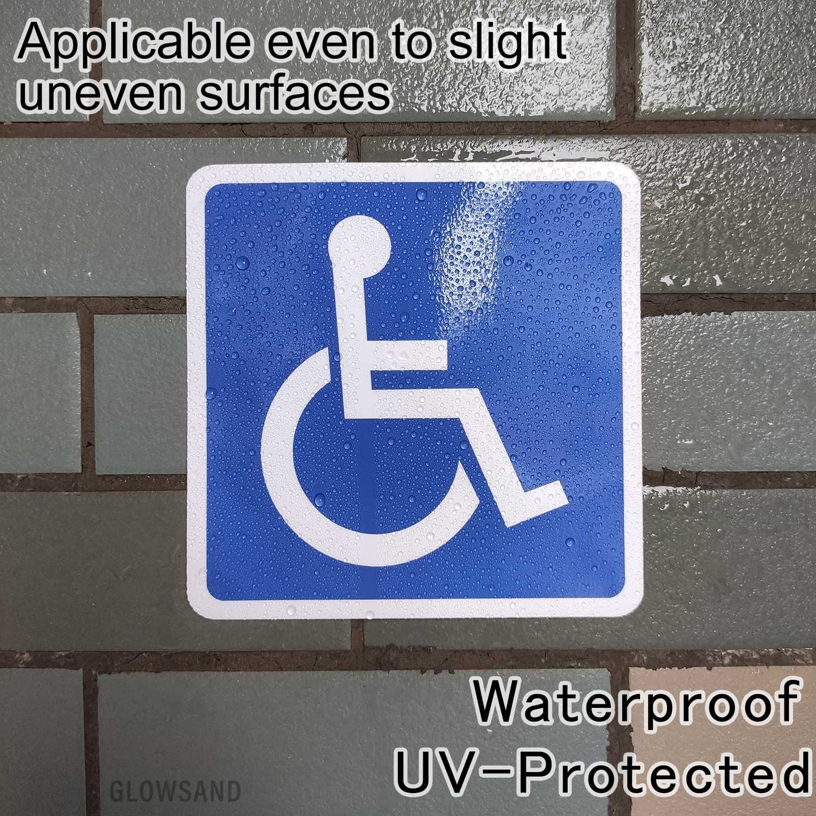 Handicap Sign Stickers, Disabled Wheelchair Symbol, Easy to Apply and Peel, Vinyl Laminated, Indoor Outdoor (4.7x4.7 inch 5 Pcs)