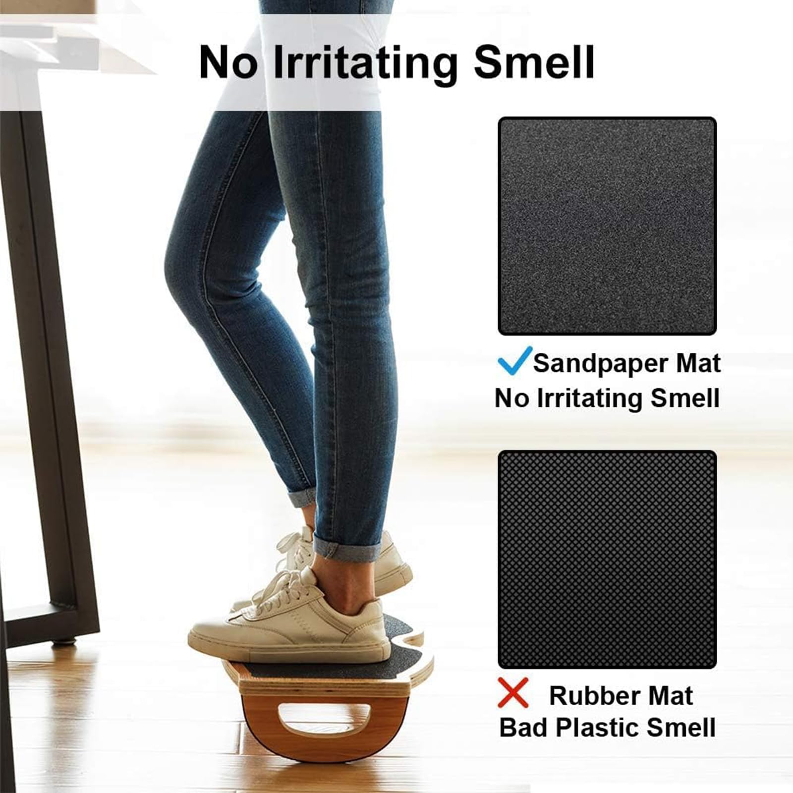 StrongTek Foot Rest Under Desk, Desk Footrest, Rocking Foot Nursing Stool, Rocker Balance Board, Natural Wood, Non-Slip, Ergonomic Pressure Relief for Posture Support, Home, Office Use (18Wx11L)