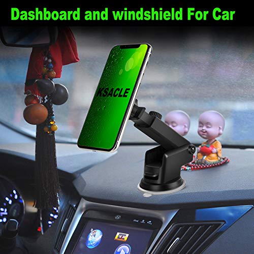 KSACLE Car Phone Mount, Phone Holder, Universal Phone Holder for Car, 360 Degrees Dashboard Desk Wall Bracket for GPS Navigation and Any Smartphones (Black-Dashboard&Air Vent)