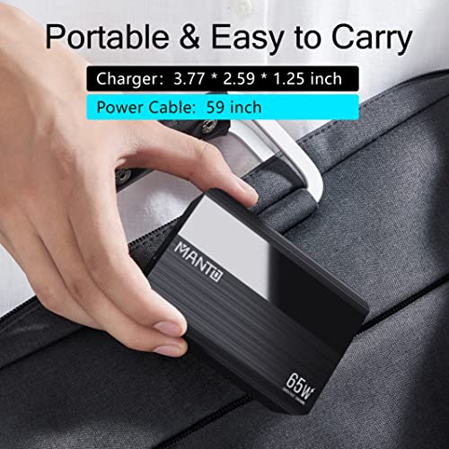 USB C Charger, MANTO 65W USB C Charger with LED Display, Super Fast Charger with Dual USB C+ Dual USB A, PPS USB C Charging Station Compatible with MacBook Pro/Air, Laptops, iPad, iPhone and More
