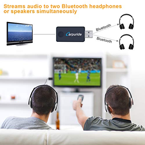 Bluetooth Transmitter for TV PC, (3.5mm, RCA, Computer USB Digital Audio) Dual Link Wireless Audio Adapter for Headphones, Low Latency, USB Power Supply