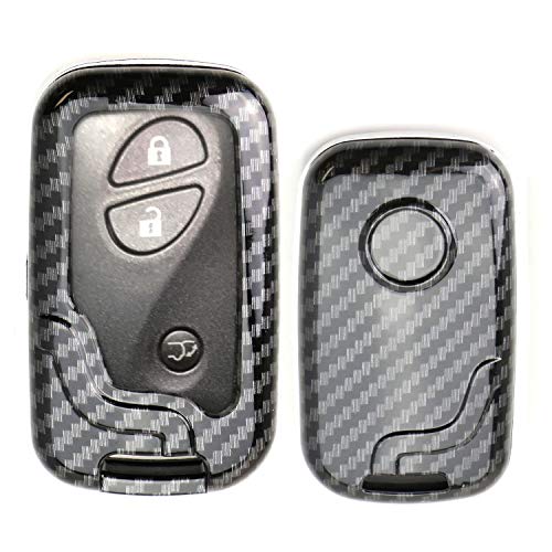 iJDMTOY Exact Fit Black Glossy Carbon Fiber Finish Key Fob Shell Compatible With Lexus IS ES GS LS CT LX GX RX, etc 1st Gen Smart Keyless Fob