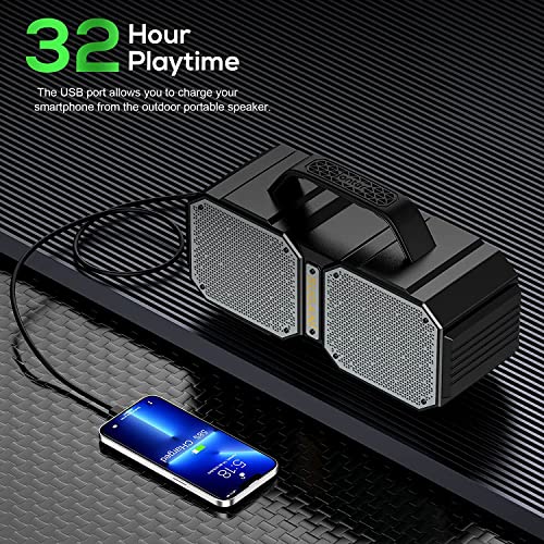 BUGANI Bluetooth Speaker, SHOCKW Portable Bluetooth Speaker, Bluetooth 5.3, Waterproof, Wireless Speakers, 60W Super Power, Outdoor Speaker, Black(New Model)