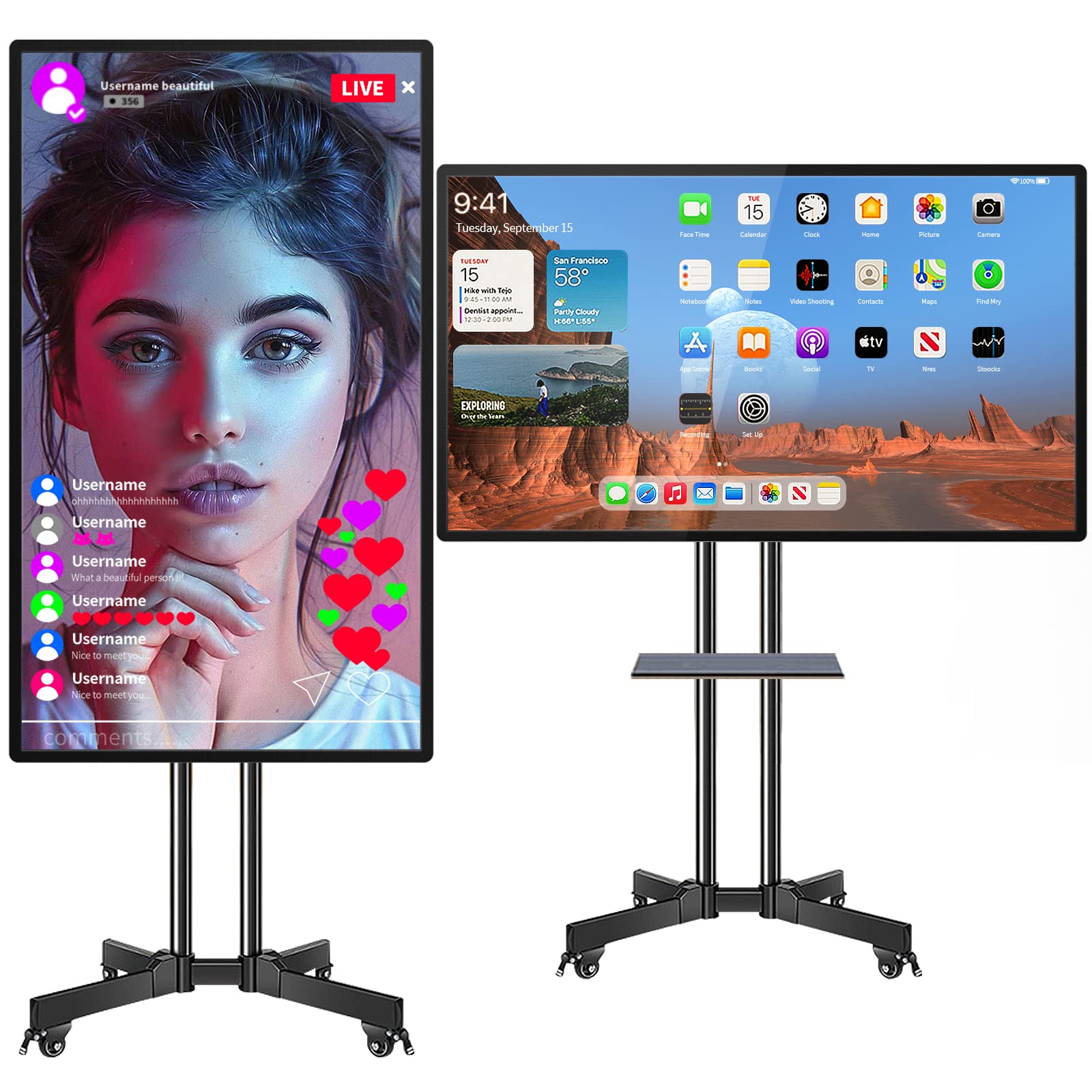 Smart Board, 43 Inch JYXOIHUB Interactive Whiteboard, Electronic Whiteboard, Screen Mirroring from Android and iOS for Live Streaming, for Advertising Display and Classroom (Board Only)