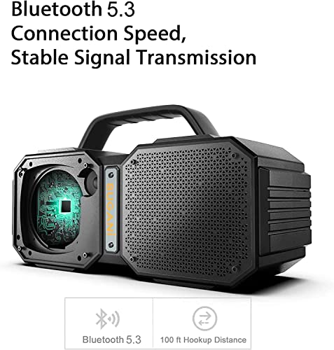 BUGANI Bluetooth Speaker, SHOCKW Portable Bluetooth Speaker, Bluetooth 5.3, Waterproof, Wireless Speakers, 60W Super Power, Outdoor Speaker, Black(New Model)