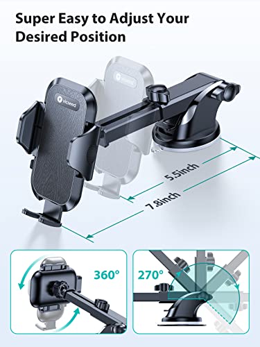 VICSEED Phone Mount for Car [Off-Road Stable][Thick Case & Big Phones Friendly] 3 in 1 Car Phone Holder Mount Suction Cell Phone Holder Car Dashboard Windshield Air Vent Car Mount for iPhone Samsung