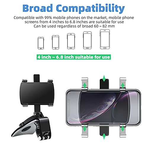 FONKEN Car Phone Mount, [2 Pack] Cell Phone Holder for Car 360 Degree Rotation Dashboard Clip Mount Car Phone Holder Compatible for iPhone 11 13/12 pro Max 8 8Plus Samsung S10 S9 S8 4"~7" Smartphones