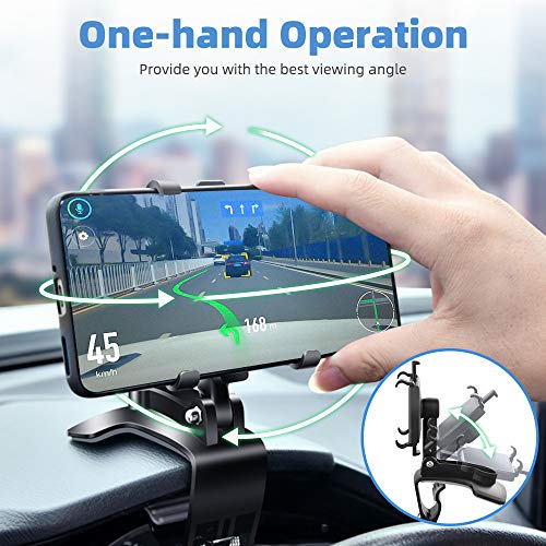 FONKEN Car Phone Mount, [2 Pack] Cell Phone Holder for Car 360 Degree Rotation Dashboard Clip Mount Car Phone Holder Compatible for iPhone 11 13/12 pro Max 8 8Plus Samsung S10 S9 S8 4"~7" Smartphones