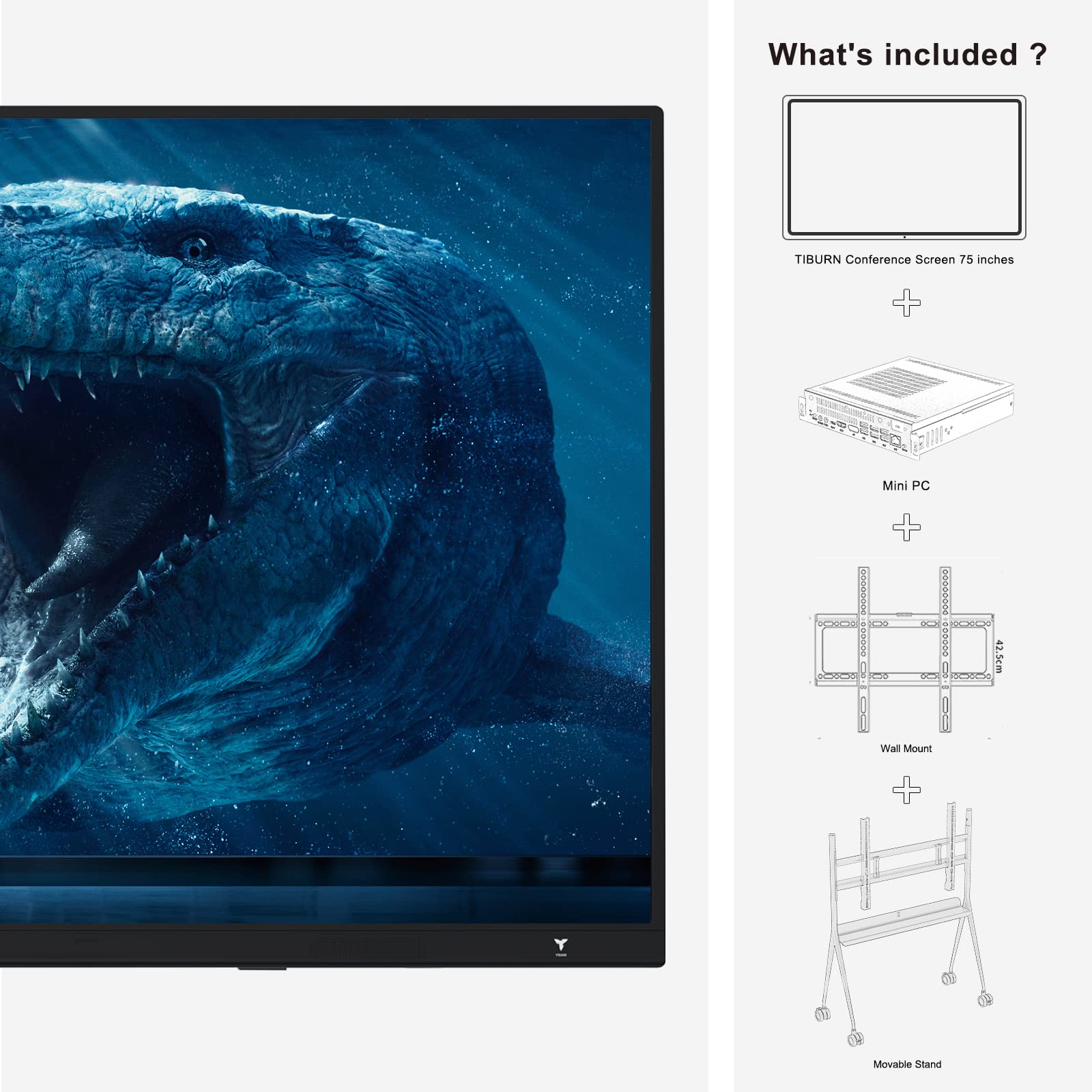 TIBURN HQ Board 75" R2 MAX,Smart Board 4K UHD Touch Screen All-in-One Computer for Office and Classroom with Windows 11 Pro & Open App Ecosystem