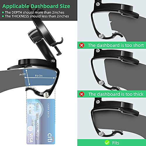 FONKEN Car Phone Mount, [2 Pack] Cell Phone Holder for Car 360 Degree Rotation Dashboard Clip Mount Car Phone Holder Compatible for iPhone 11 13/12 pro Max 8 8Plus Samsung S10 S9 S8 4"~7" Smartphones