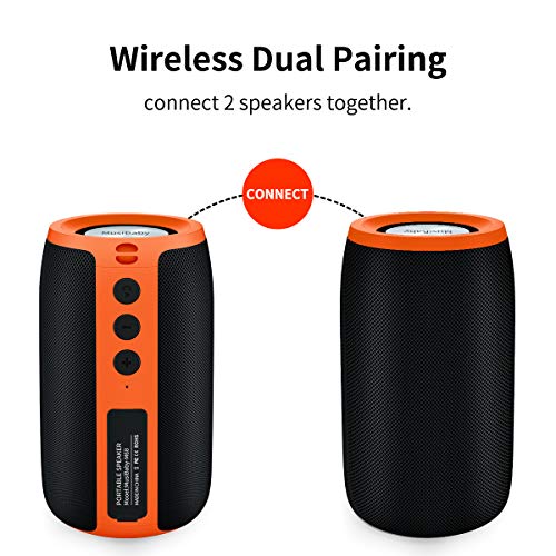 Bluetooth Speakers,MusiBaby Speakers Bluetooth Wireless,Portable,Waterproof,Loud Stereo,Booming Bass,Dual Pairing,Bluetooth 5.0,24H Playtime,Speaker for Home,Party,Outdoor,Gifts (Orange)