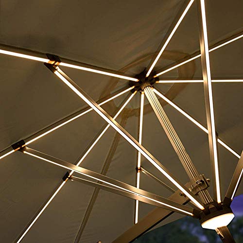 BEdaw Parasols 250cm Wall Mount Garden with Solar Lights - Outdoor Patio Sunshade Umbrella with Tilt Adjustment, Green