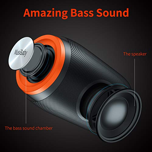 Bluetooth Speakers,MusiBaby Speakers Bluetooth Wireless,Portable,Waterproof,Loud Stereo,Booming Bass,Dual Pairing,Bluetooth 5.0,24H Playtime,Speaker for Home,Party,Outdoor,Gifts (Orange)