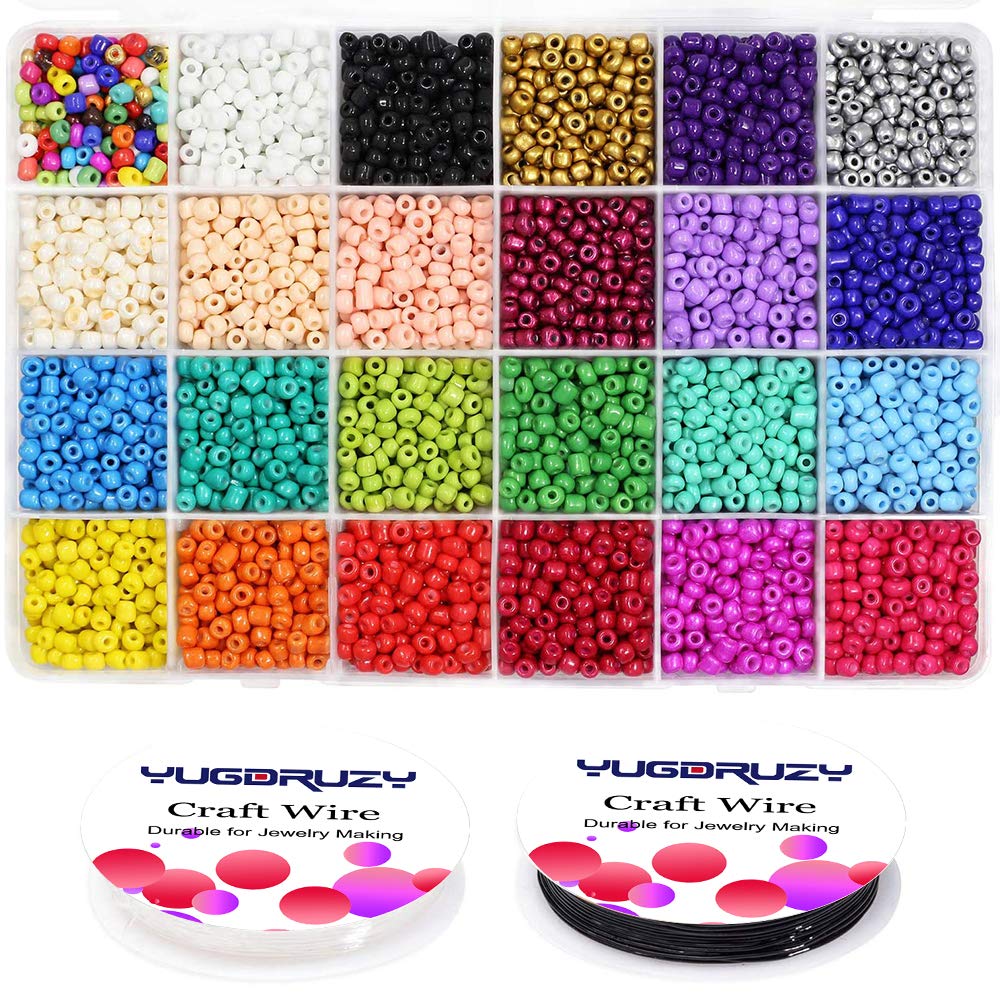 4800pcs 4mm 6/0 Pony Beads Glass Seed Beads for Bracelet Jewelry Making Kit, Beads Assortments Kit for Adults Girls Small Beads for Necklace Ring Making Kits Christmas Birthday Gifts