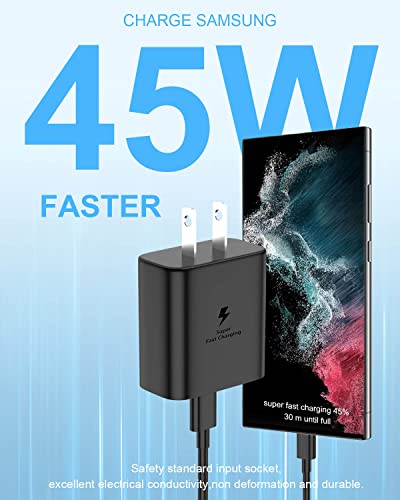 45W Samsung Charger 2 Pack Super Fast Charger Type C for Samsung Galaxy S23 Ultra Charger S22 Ultra, S23/S23+/S22/S22+/S21,Z Fold 4/Z Flip 4,Galaxy Tab S8/S8+/S7/S7+,PPS Wall Charger with 6ft Cable