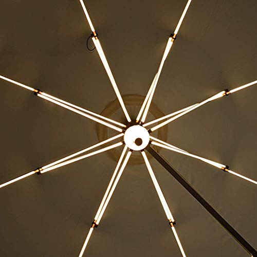 BEdaw Parasols 250cm Wall Mount Garden with Solar Lights - Outdoor Patio Sunshade Umbrella with Tilt Adjustment, Green