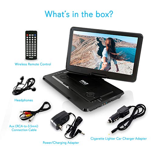 Pyle 17.9” Portable DVD Player, With 15" Swivel Adjustable Display Screen, USB/SD Card Memory Readers, Long Lasting Built-in Rechargeable Battery, Stereo Sound with Remote. (PDV156BK), Black