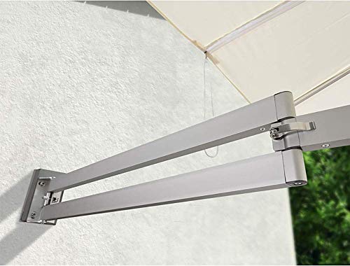 BEdaw Parasols 250cm Wall Mount Garden with Solar Lights - Outdoor Patio Sunshade Umbrella with Tilt Adjustment, Green