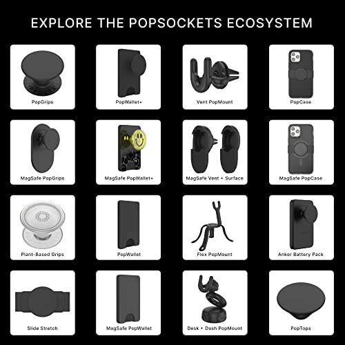 PopSockets: Phone Wallet with Expanding Grip, Phone Card Holder, Wireless Charging Compatible, Wallet for MagSafe - All Smiles