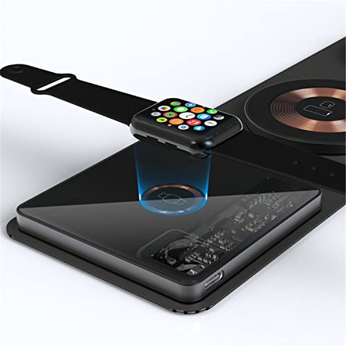 [Dual 15W] Foldable Fast Wireless Charger, 3 in 1 Travel Magnetic Wireless Charger, Wireless Charging Pad Compatible with Mag-Safe Charger for iPhone 14/13/12, Samsung Galaxy, Apple Watch, AirPods Pro