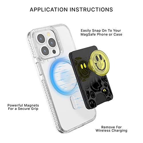 PopSockets: Phone Wallet with Expanding Grip, Phone Card Holder, Wireless Charging Compatible, Wallet for MagSafe - All Smiles