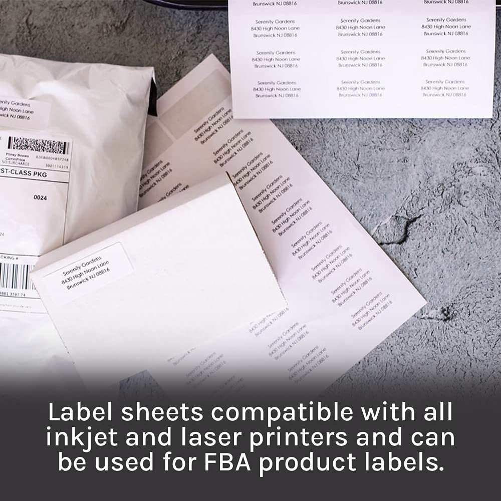 Premium Label Supply White Address Sticker Labels – 2.625” x 1" – Laser/Inkjet Compatible – (30 Labels/Sheet), 25 Sheets - 750 Total Adhesive FBA Labels