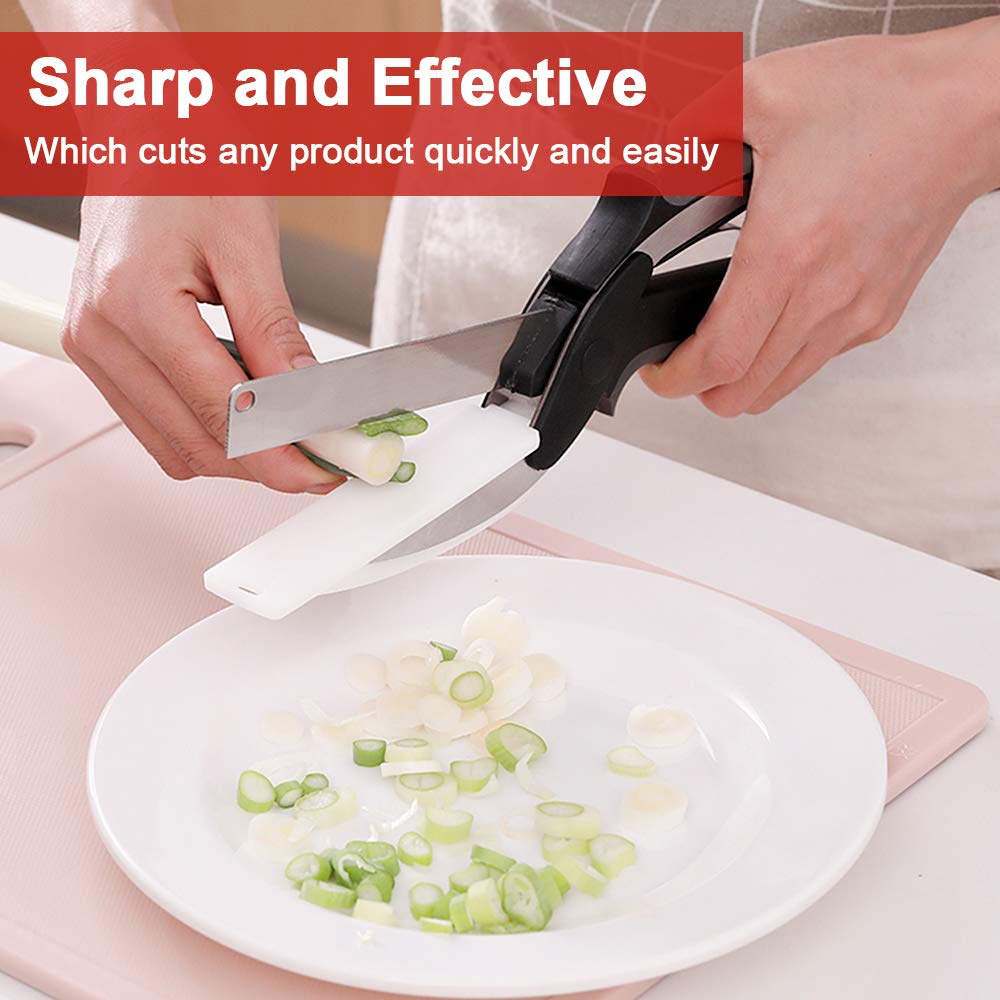 Topmat Kitchen 2-in-1 Stainless Steel Food Scissors,Kitchen Scissors with Cutting Board,Kitchen Scissor Food Chopper Scissor