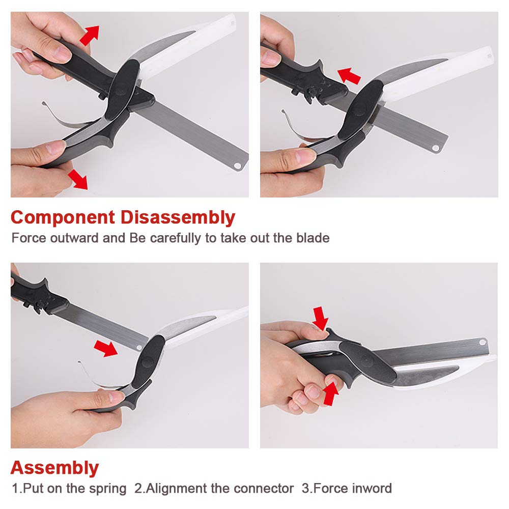 Topmat Kitchen 2-in-1 Stainless Steel Food Scissors,Kitchen Scissors with Cutting Board,Kitchen Scissor Food Chopper Scissor