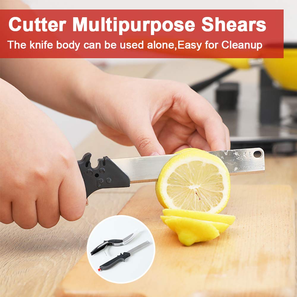 Topmat Kitchen 2-in-1 Stainless Steel Food Scissors,Kitchen Scissors with Cutting Board,Kitchen Scissor Food Chopper Scissor