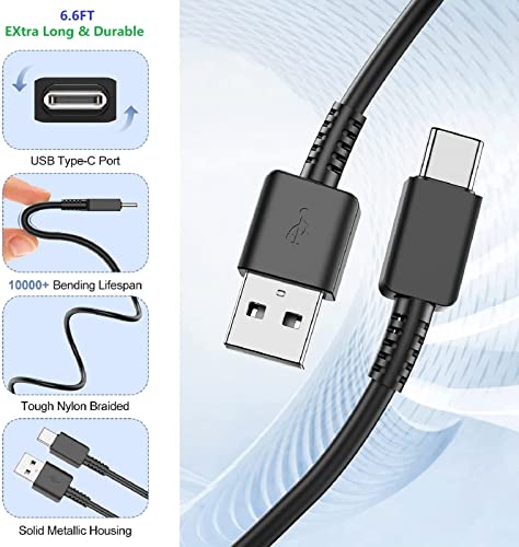 Samsung Charger Fast Charging Type C Cable 6FT with Cell Phone Charger for Samsung Galaxy S10/S10e/S10 Plus/S9/S9 Plus/S8/S8 Plus/Note 8/Note 9/Note 10/Note 20/A50/A51/A52/A53/S20/S21/S22/S23 [2-Pack]