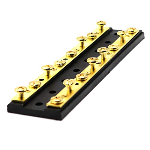 ZOOKOTO 8 Circuit Junction Block,32V DC 60A Dual Brass Bus Bar with Sixteen 8-32 Screw Terminals