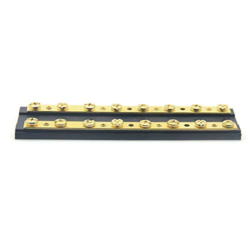 ZOOKOTO 8 Circuit Junction Block,32V DC 60A Dual Brass Bus Bar with Sixteen 8-32 Screw Terminals